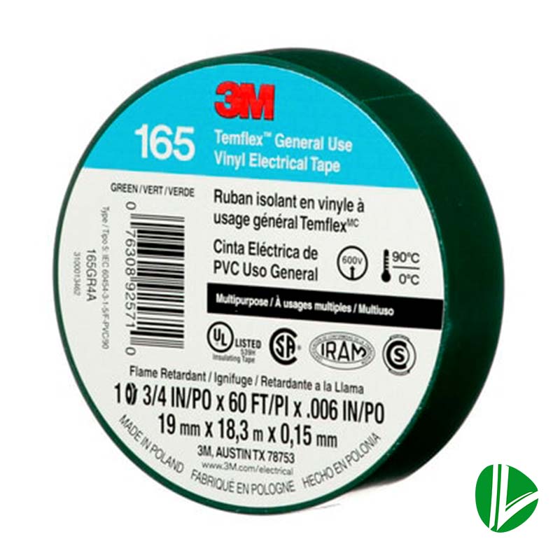 CINTA VINIL TEMFLEX 165 3M VERDE 18MT - Helteck